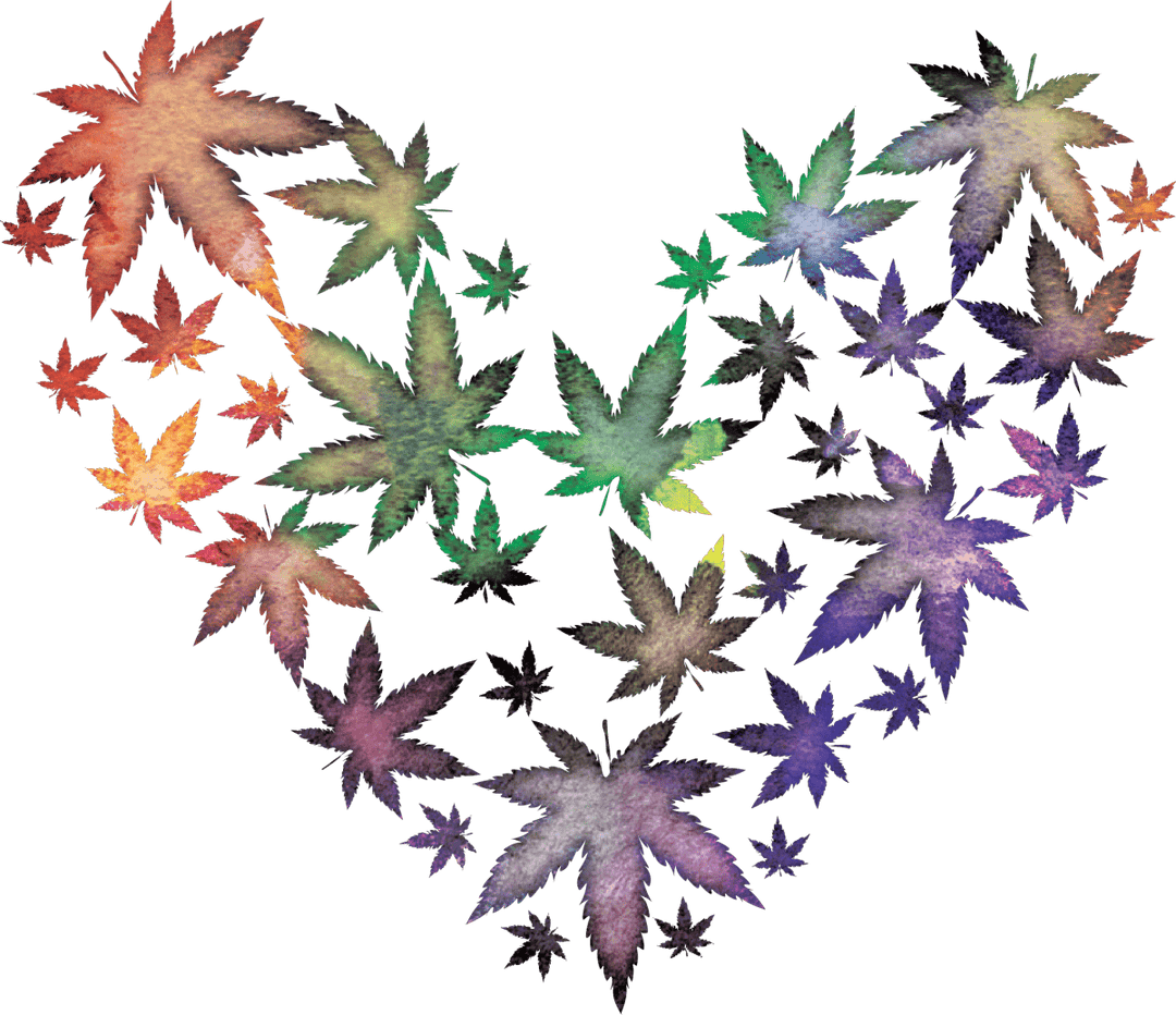 Watercolor Cannabis Leaves Heart PNG File Cannabis PNG File Weed png ...